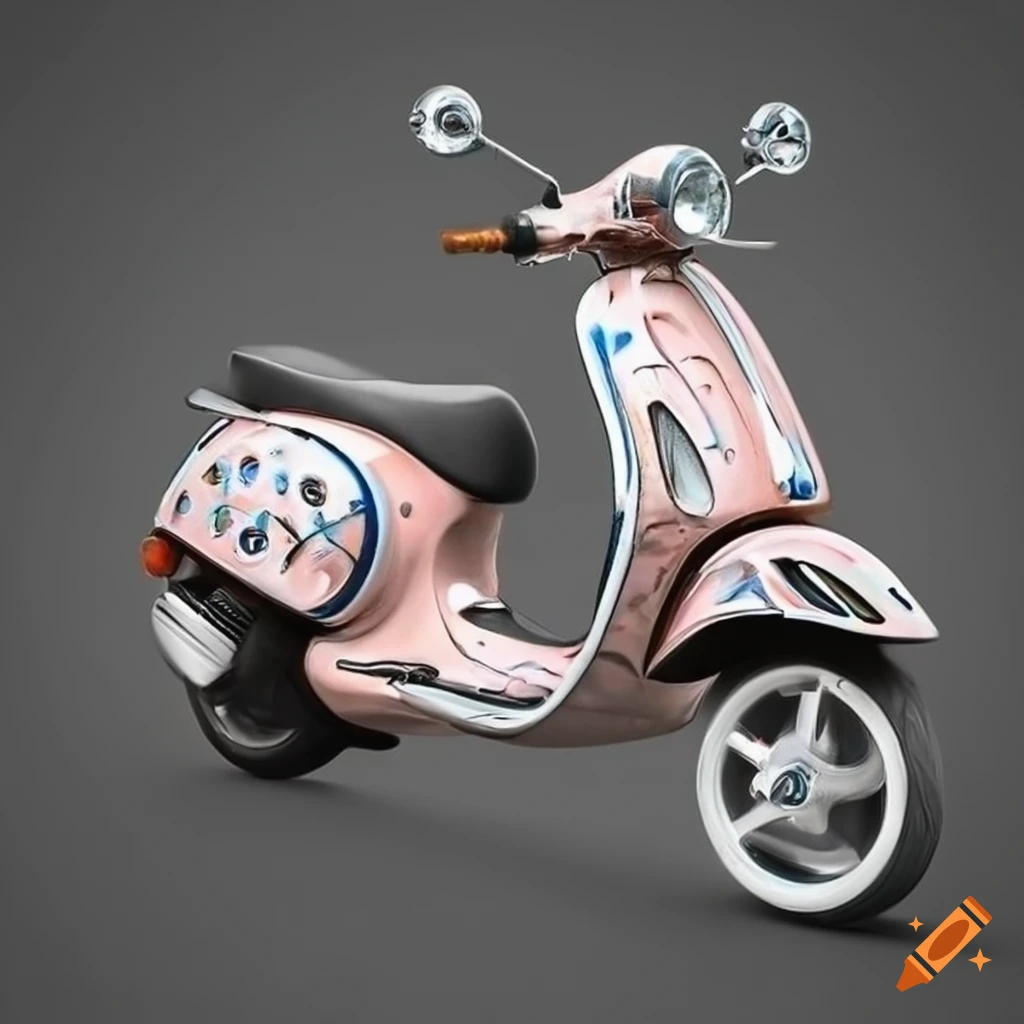 White vespa sprint motorbike with intricate abstract designs on Craiyon