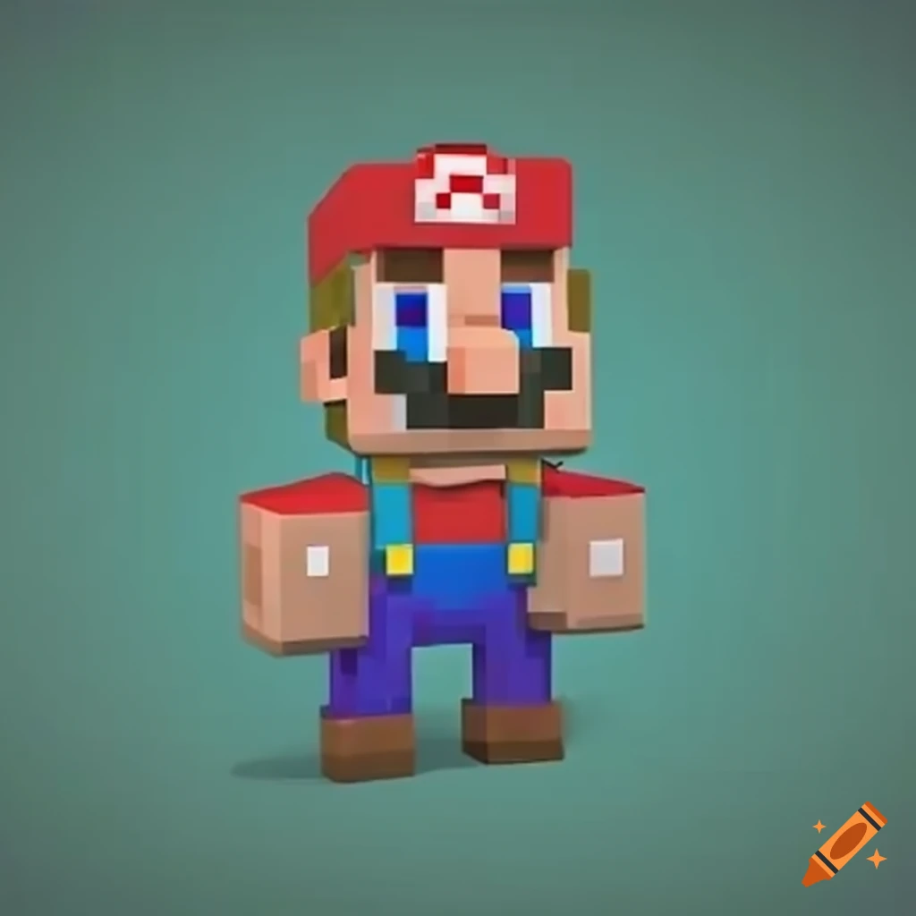 Mario and luigi meeting steve and alex from minecraft on Craiyon