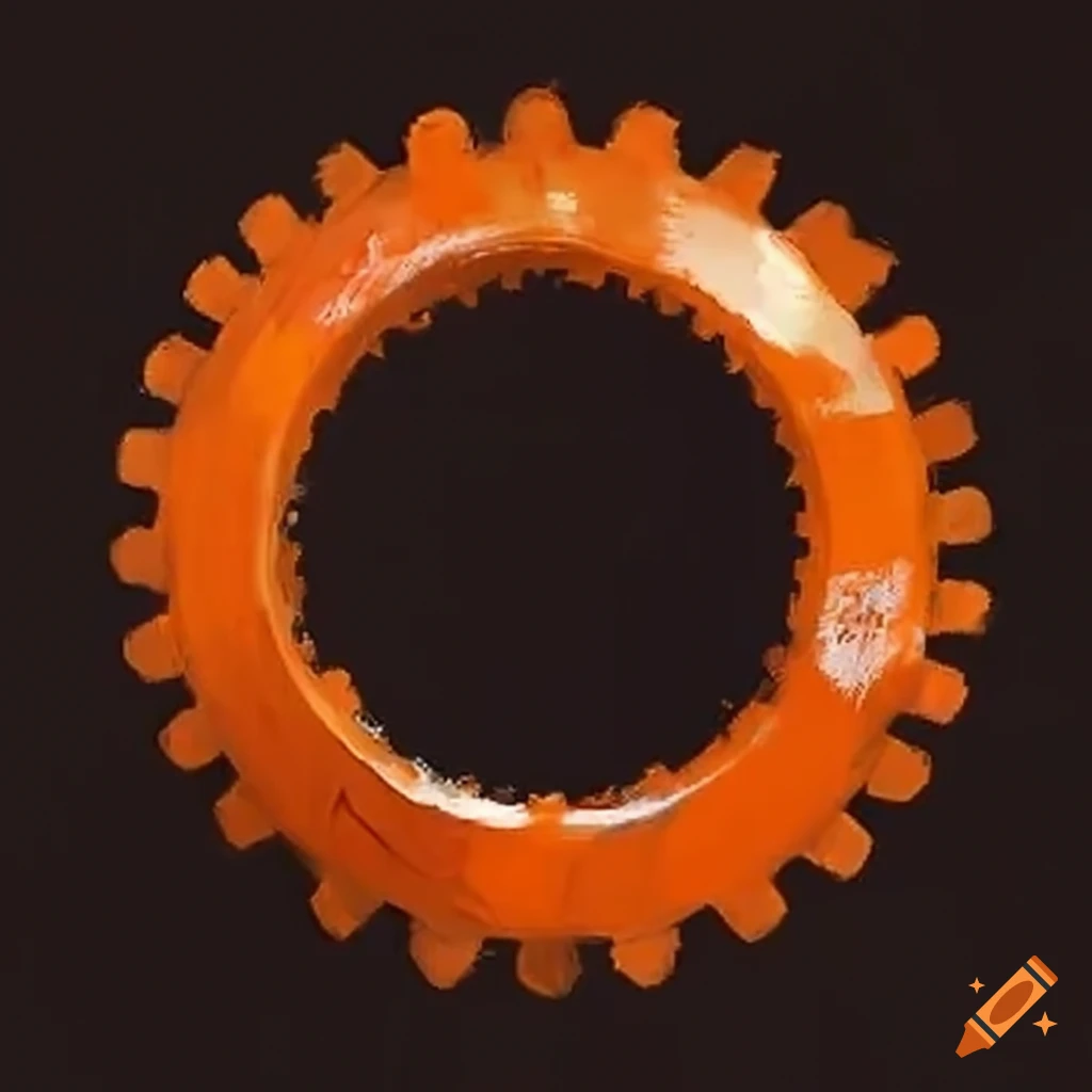 Orange gear with text 'ding dong' on Craiyon