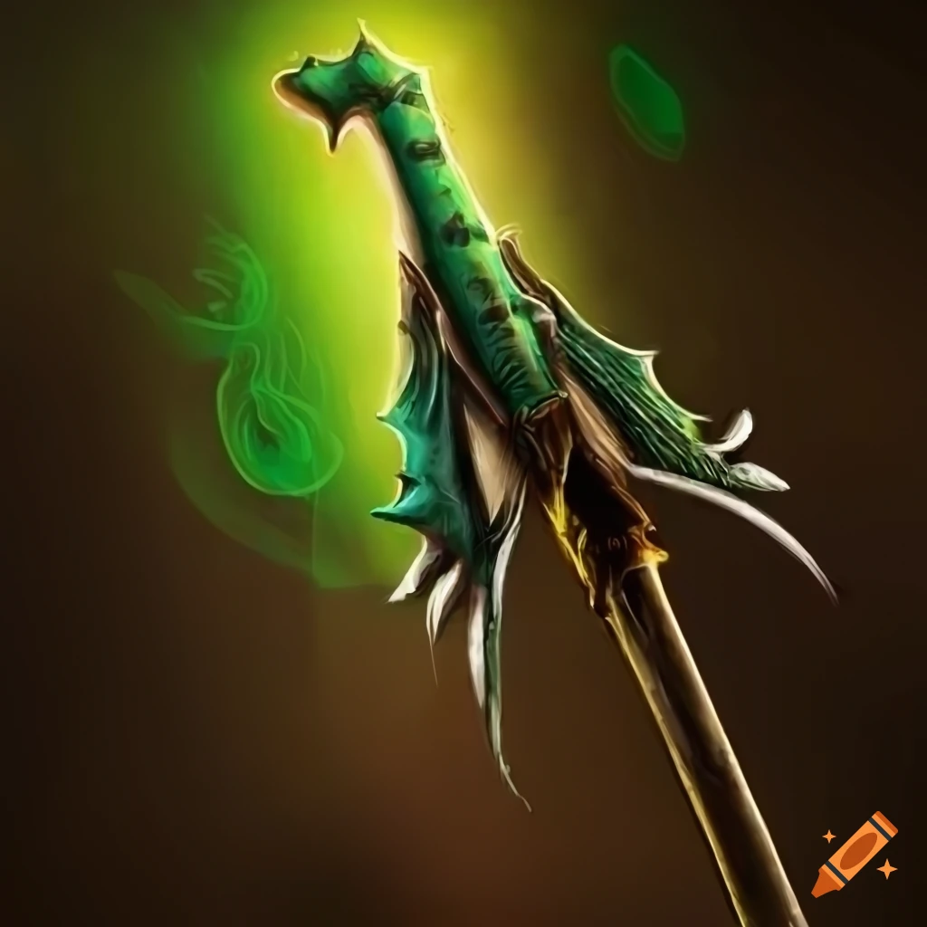 Green tipped arrow in a fantasy setting on Craiyon