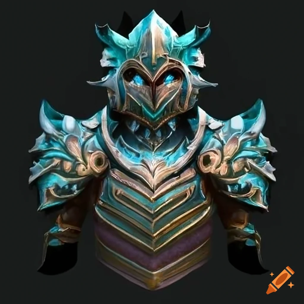 Front view of adorned magic armor on Craiyon