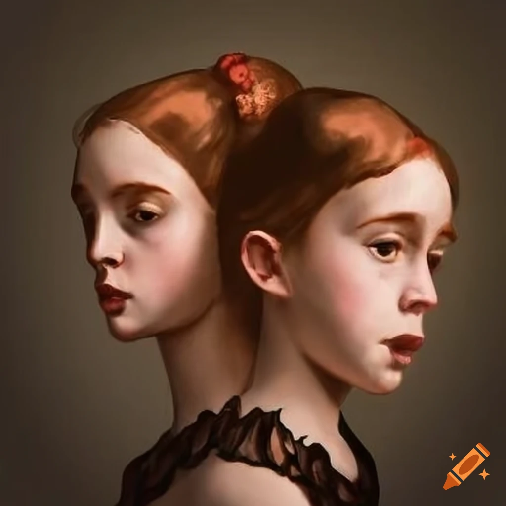 Two-headed sisters in the style of degas on Craiyon