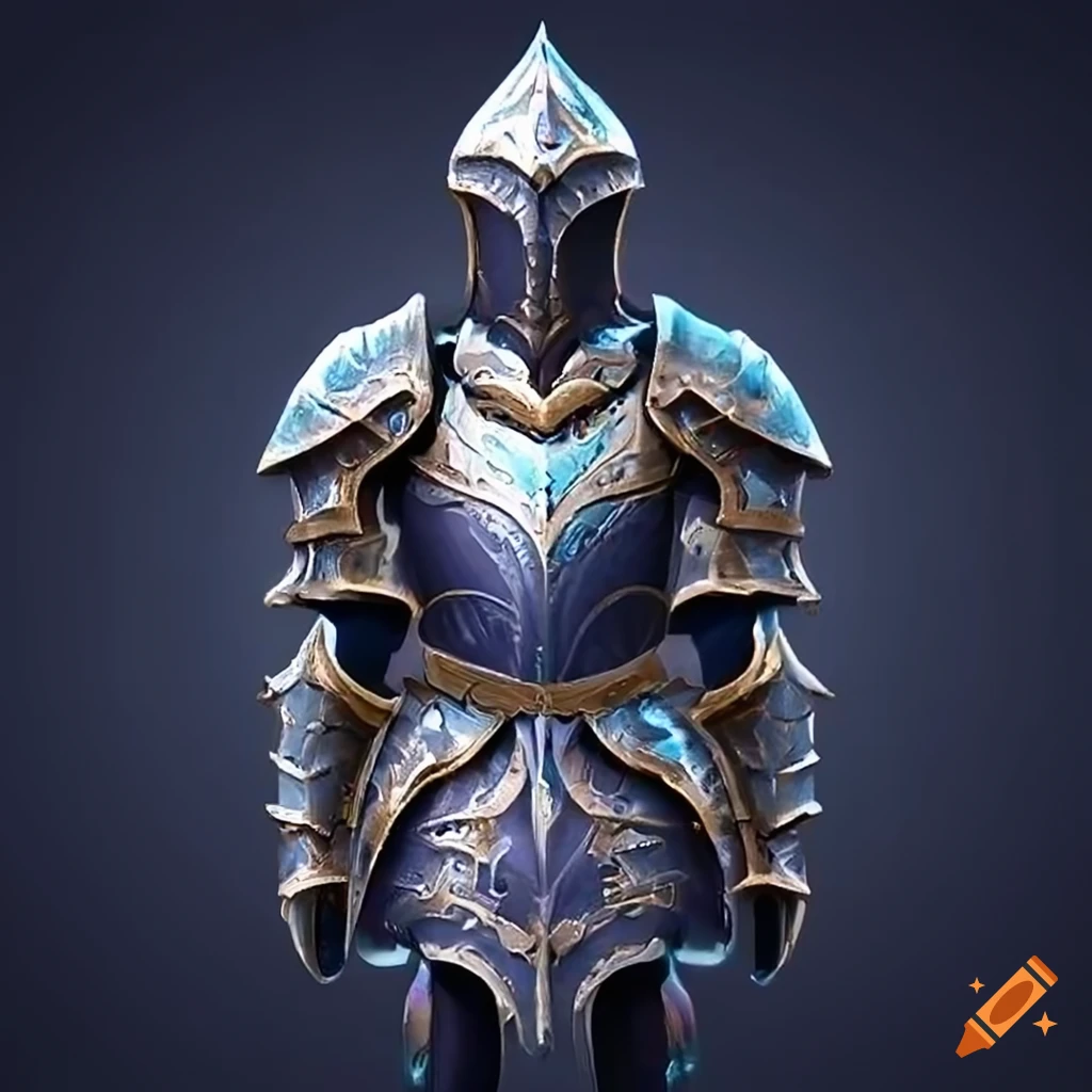 Front view of adorned magic armor on Craiyon