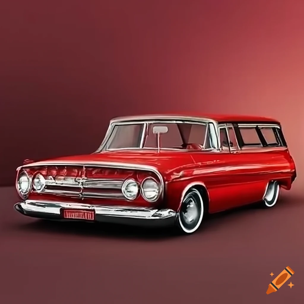 Red 1962 station wagon on Craiyon