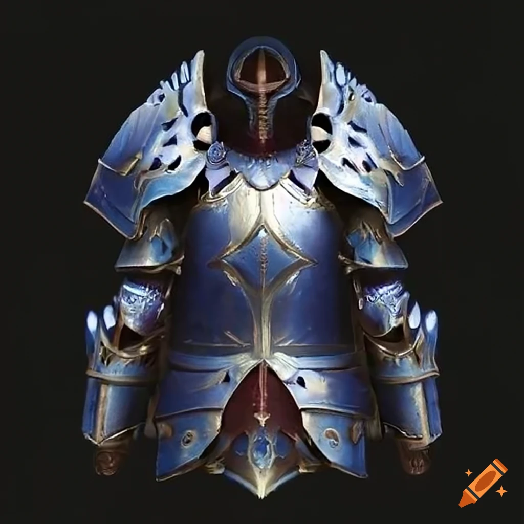 Front view of adorned magic armor on Craiyon