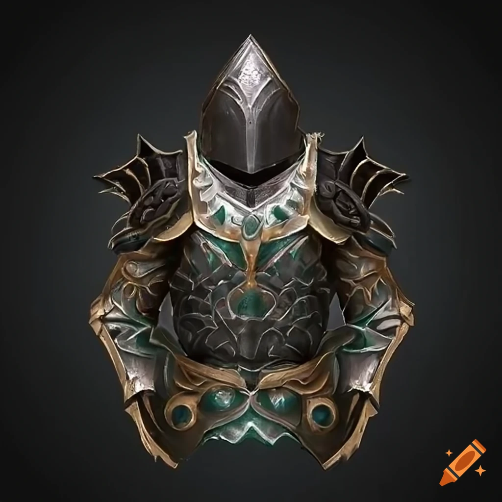 Front view of adorned magic armor on Craiyon