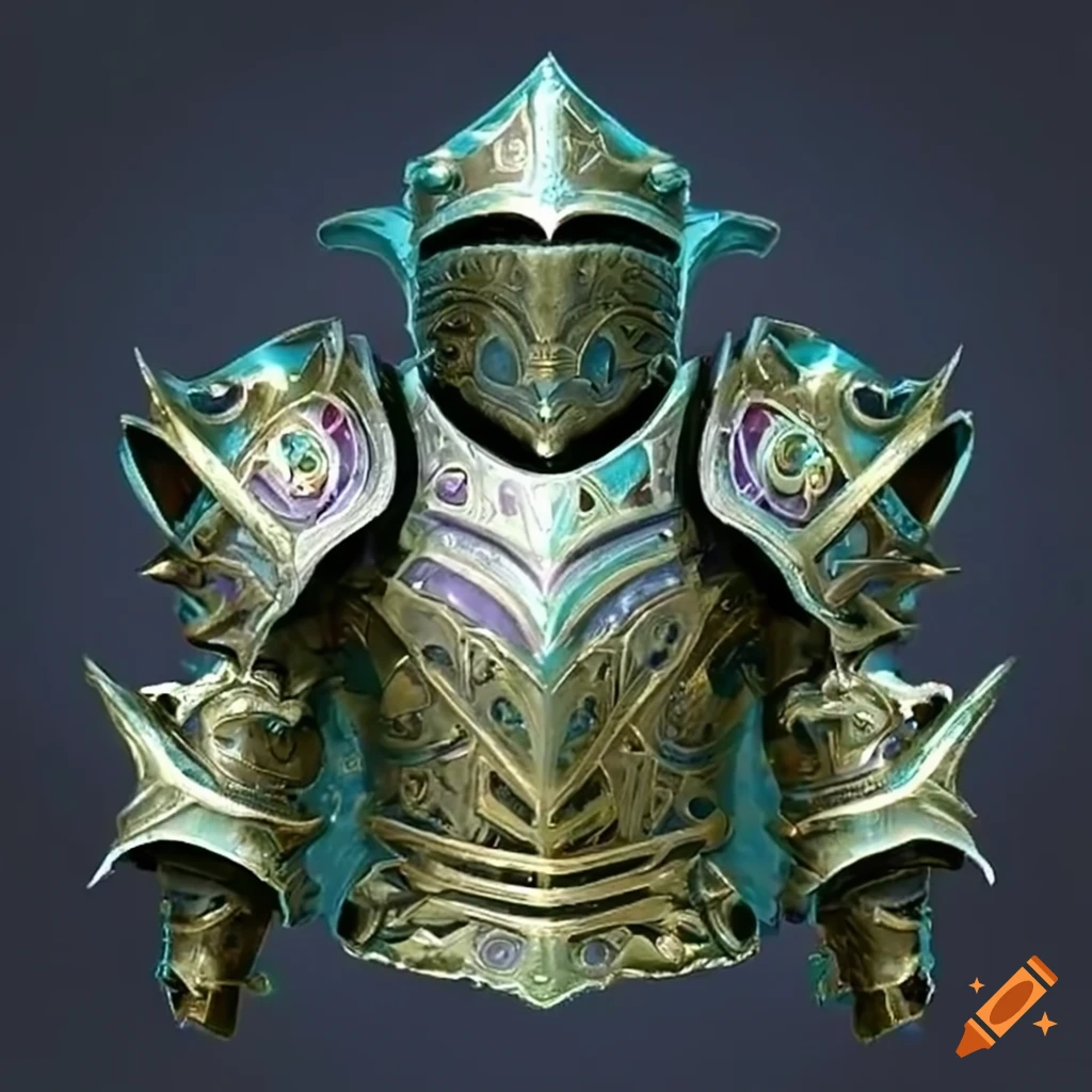 Front view of adorned magic armor on Craiyon