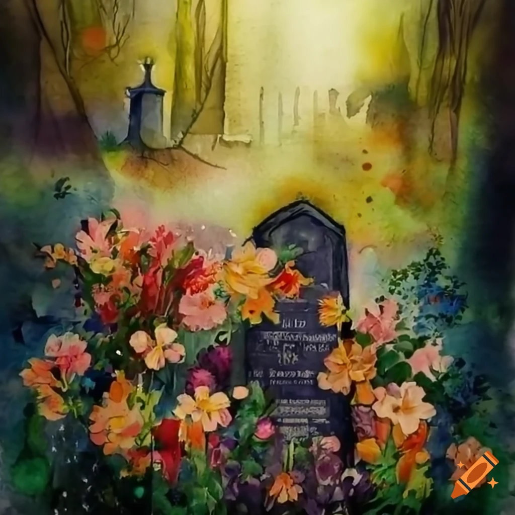 Cemetery with flowers on Craiyon