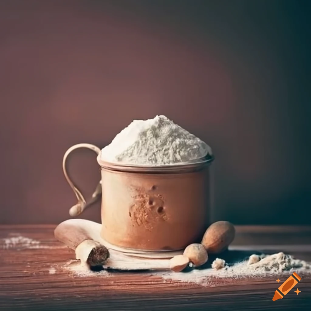 Vintage jar filled with baking flour on Craiyon