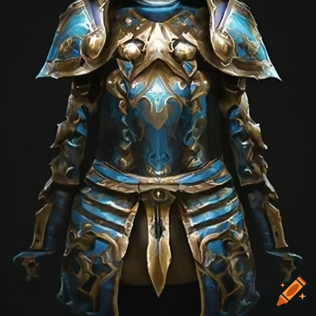 Front view of adorned magic armor on Craiyon