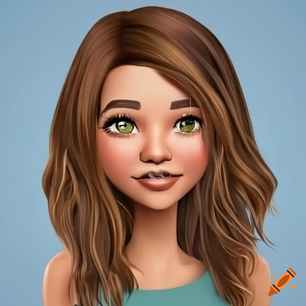 3d Girl Bitmoji With Brown Hair And Green Eyes On Craiyon