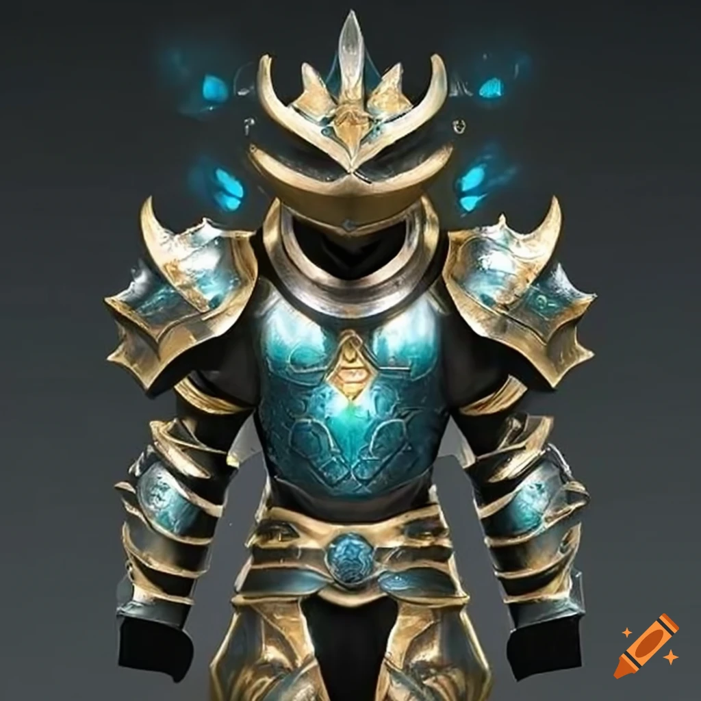 Front view of adorned magic armor on Craiyon
