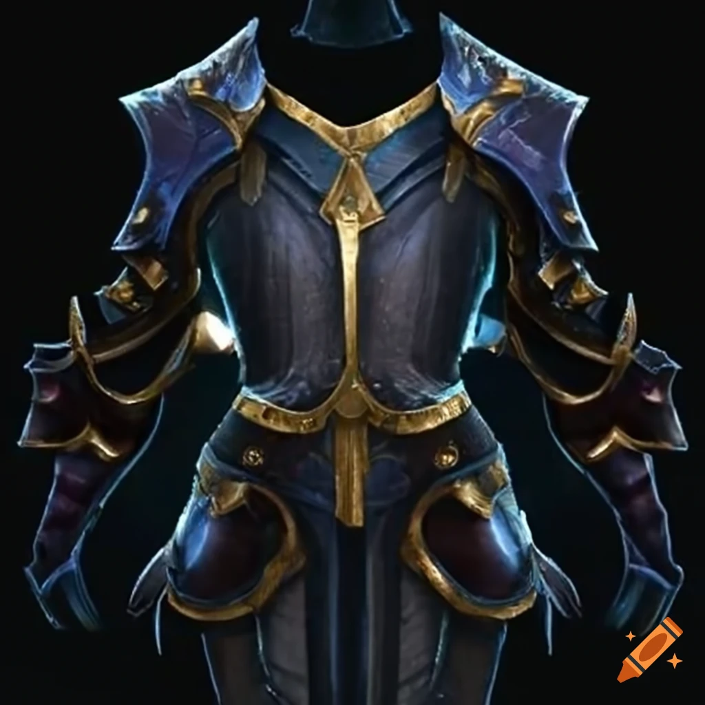 Front view of adorned magic armor on Craiyon