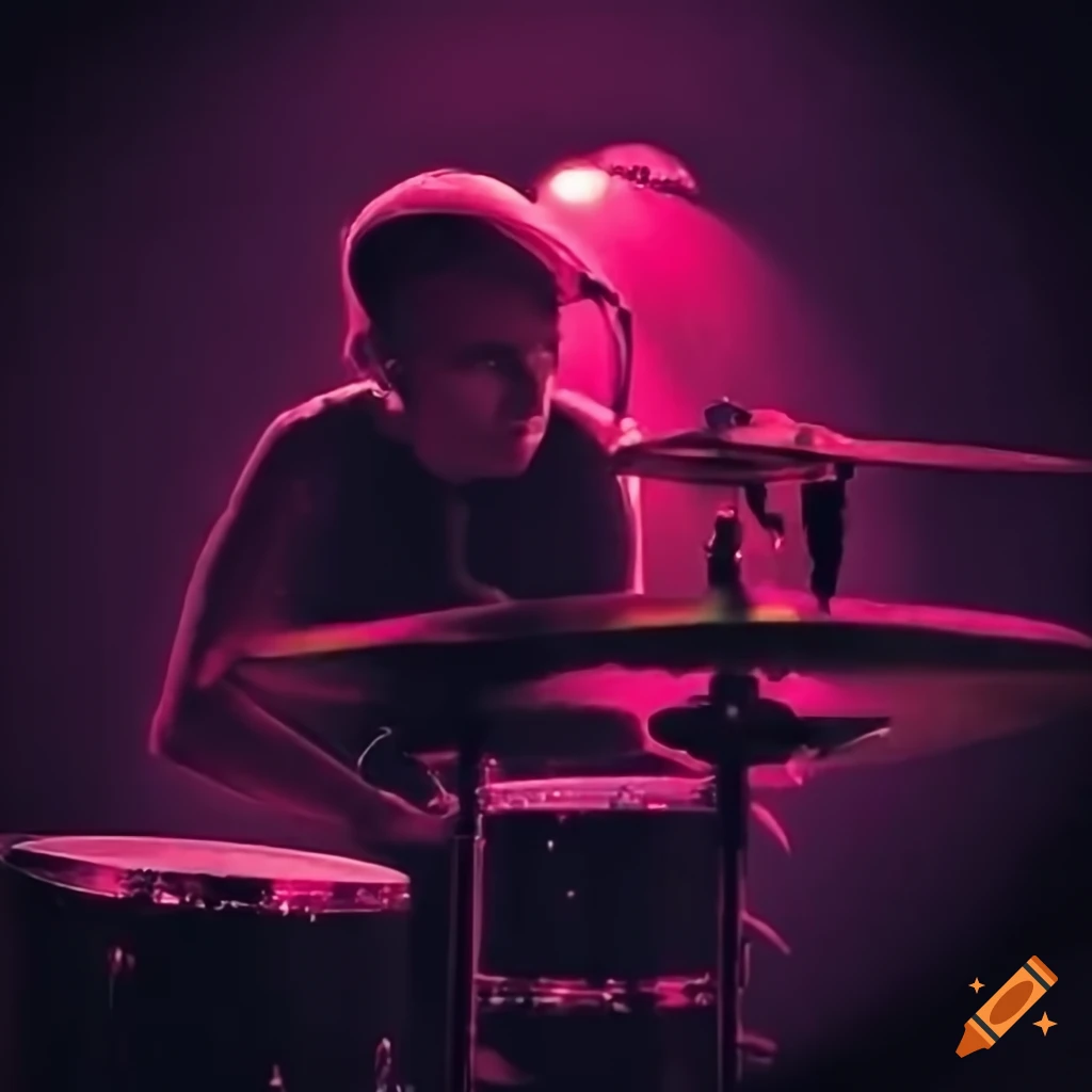 Trevor young playing drums on stage for the band light on Craiyon