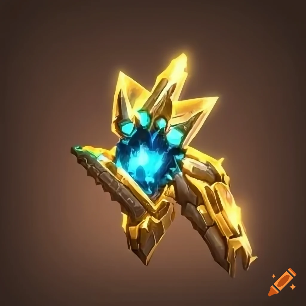 Legendary golden cursor with blue or green gem in starcraft style on ...