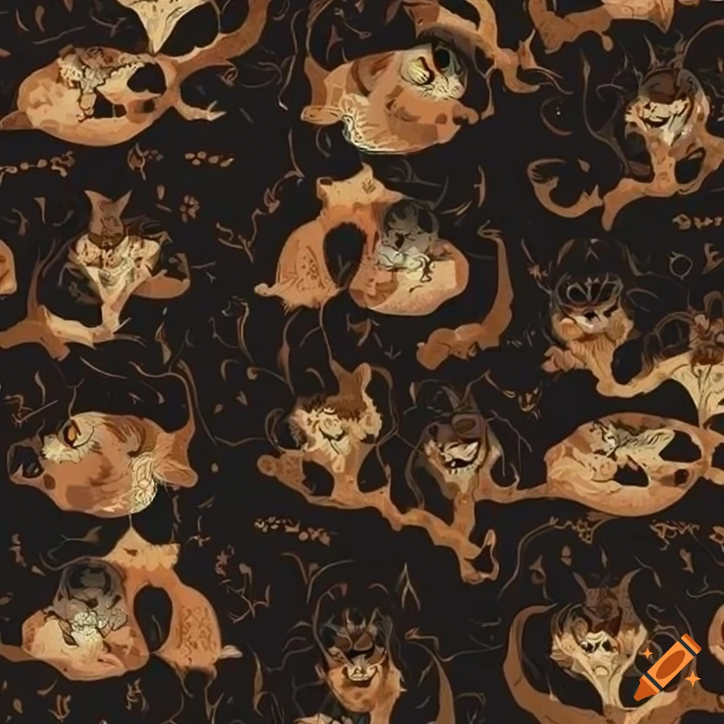 Retro-style wallpaper with tortoiseshell cat patterns on Craiyon