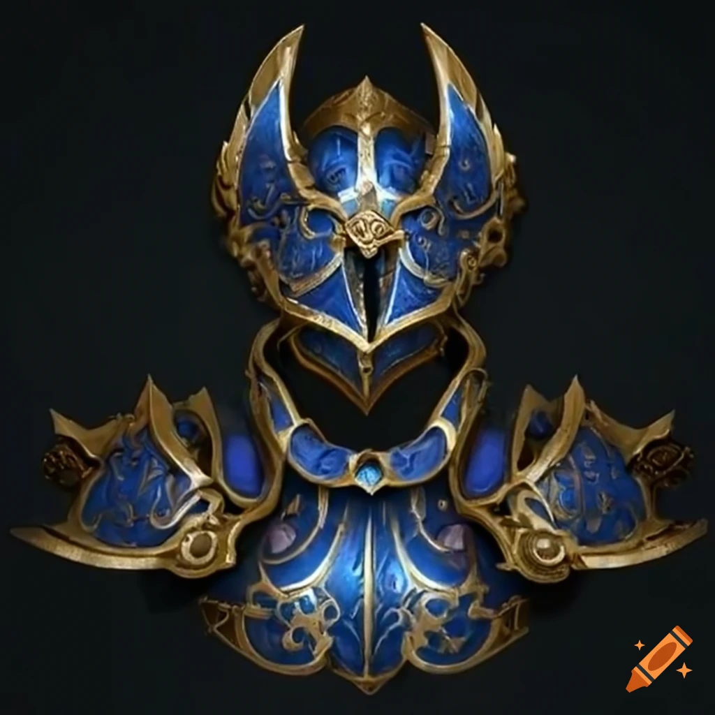Front view of adorned magic armor on Craiyon