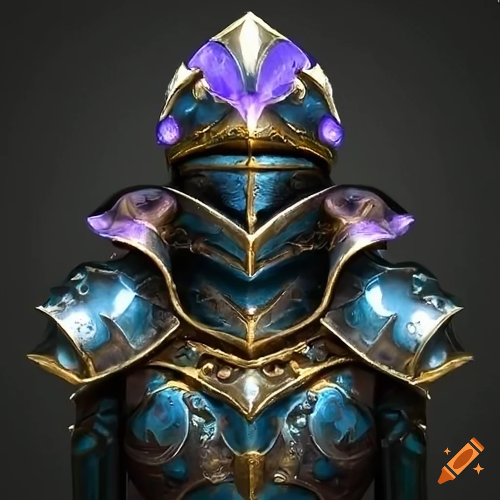 Front view of adorned magic armor on Craiyon