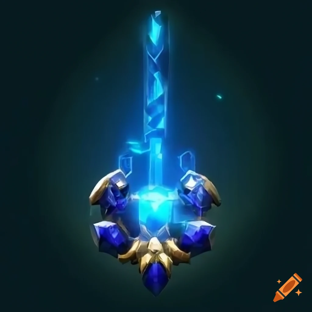 Legendary golden cursor with blue and green gems in a starcraft style ...
