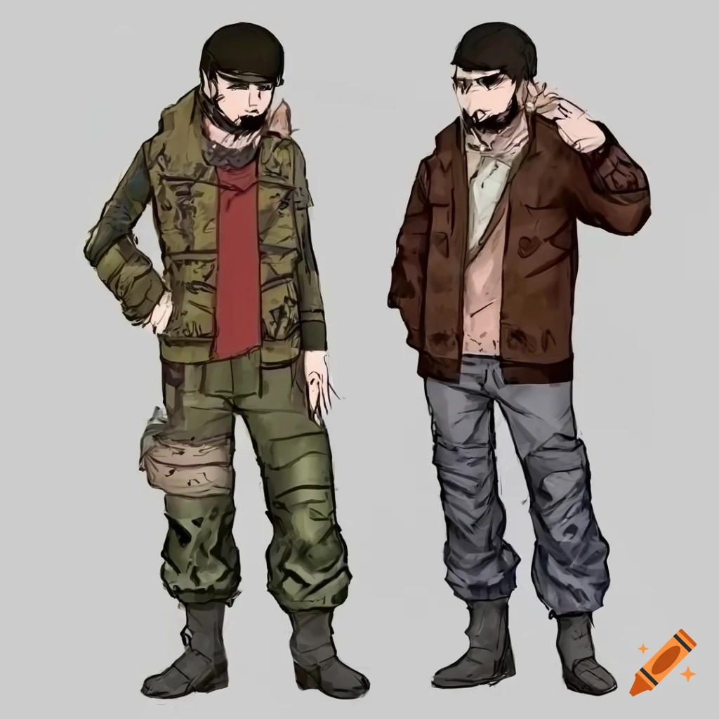 Detailed design of a male Dayz character with short beard and clothing ...