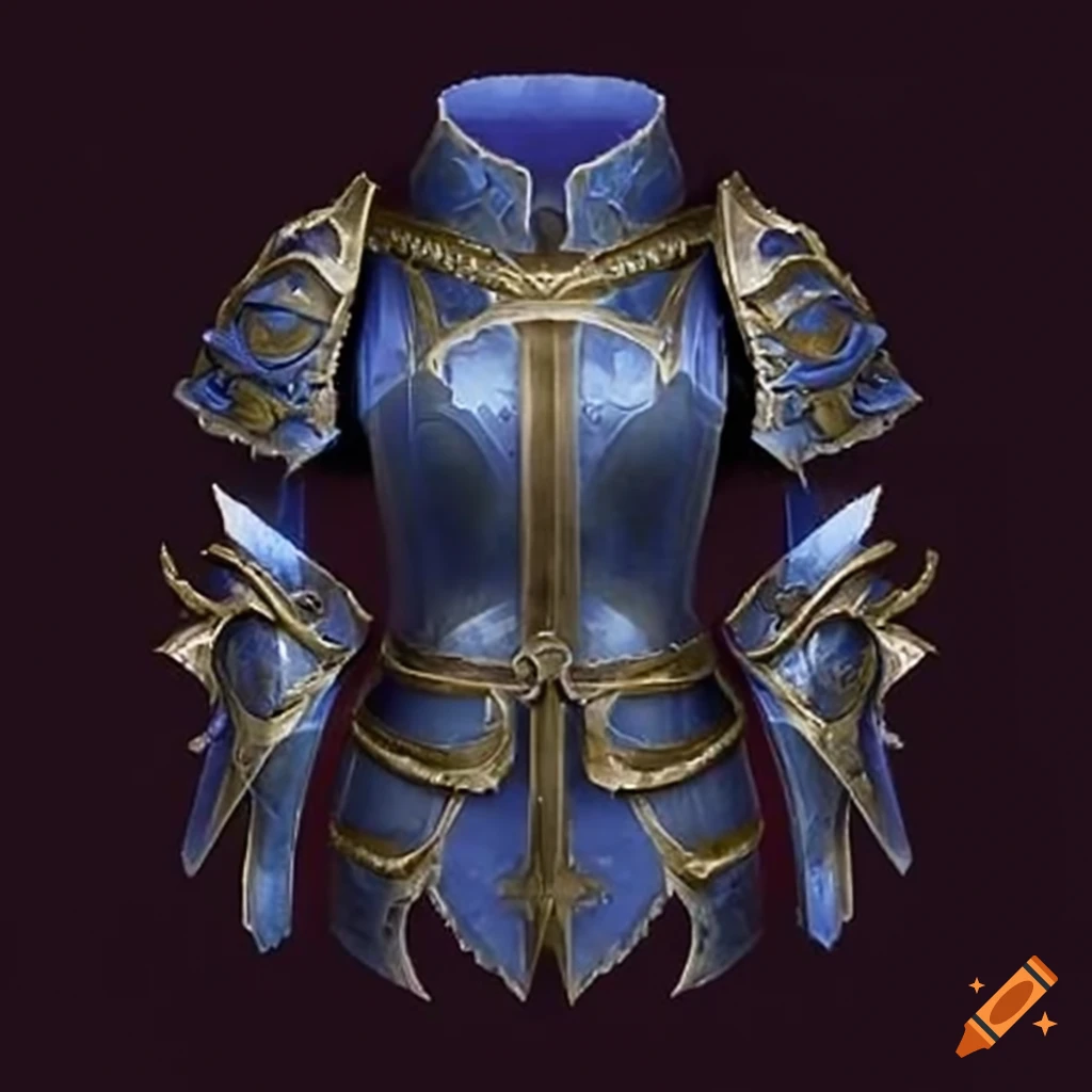 Front view of adorned magic armor on Craiyon