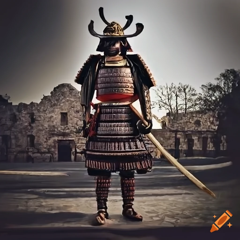 Samurai warrior in front of the alamo on Craiyon