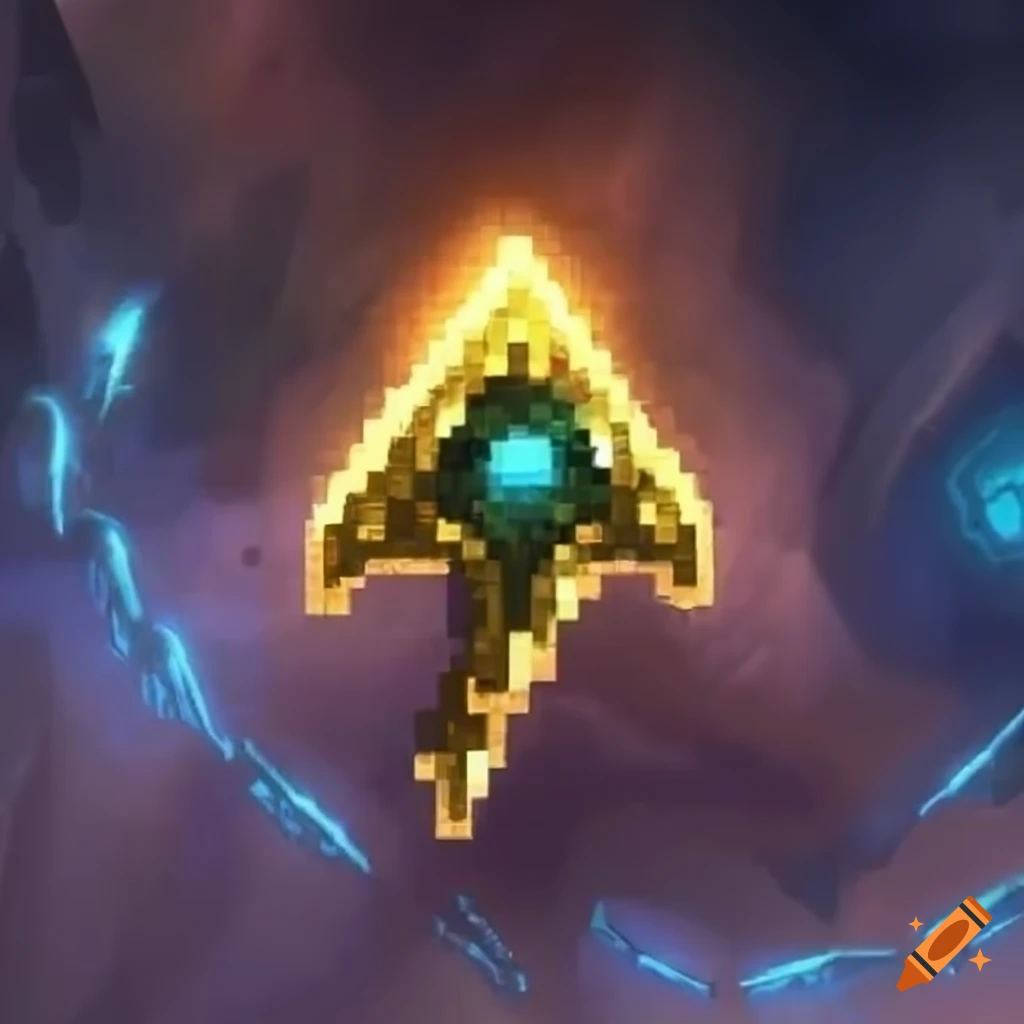 Legendary golden cursor with blue or green gem in starcraft style on ...