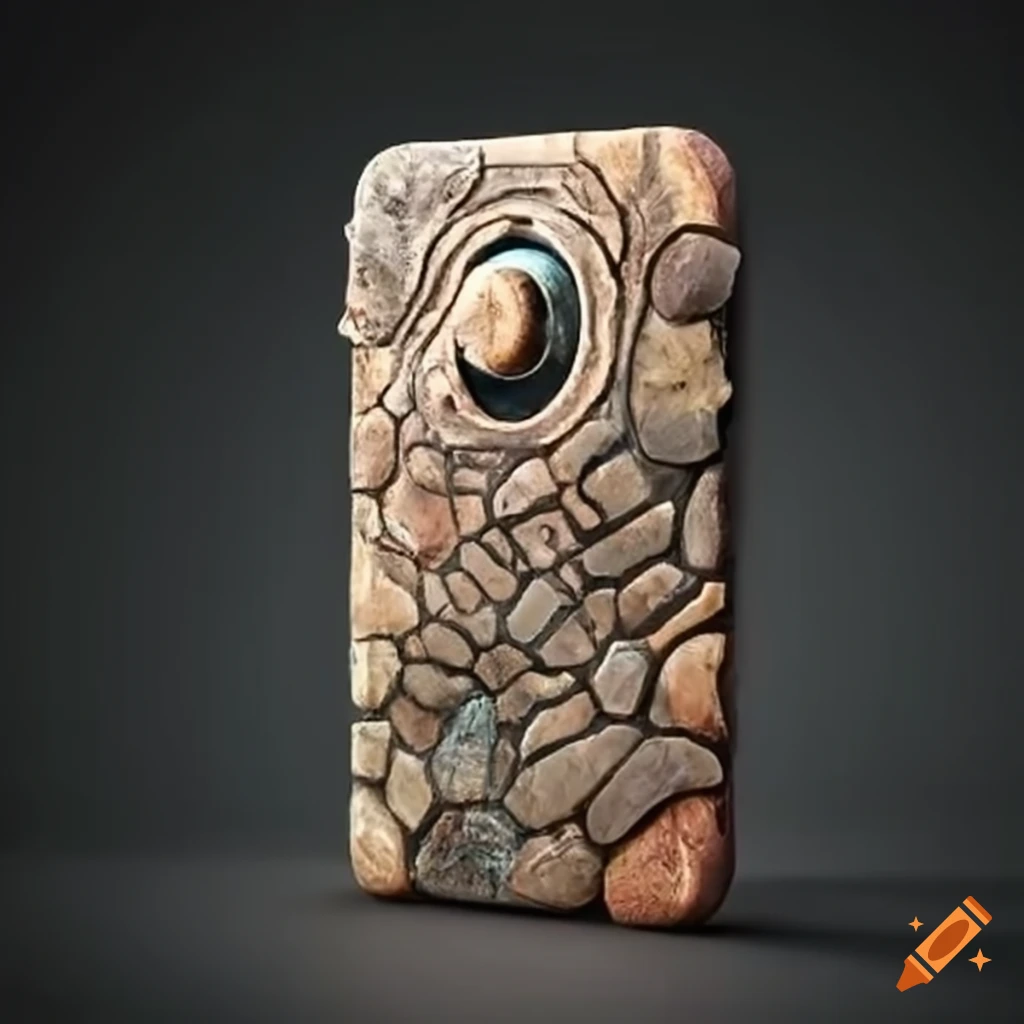 Ancient smartphone made from stone on Craiyon