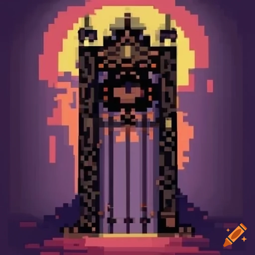 Iron gate pixel art on Craiyon