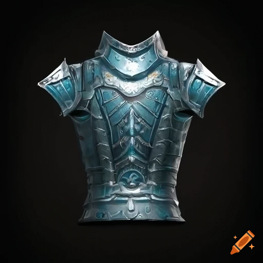 Front view of adorned magic armor on Craiyon