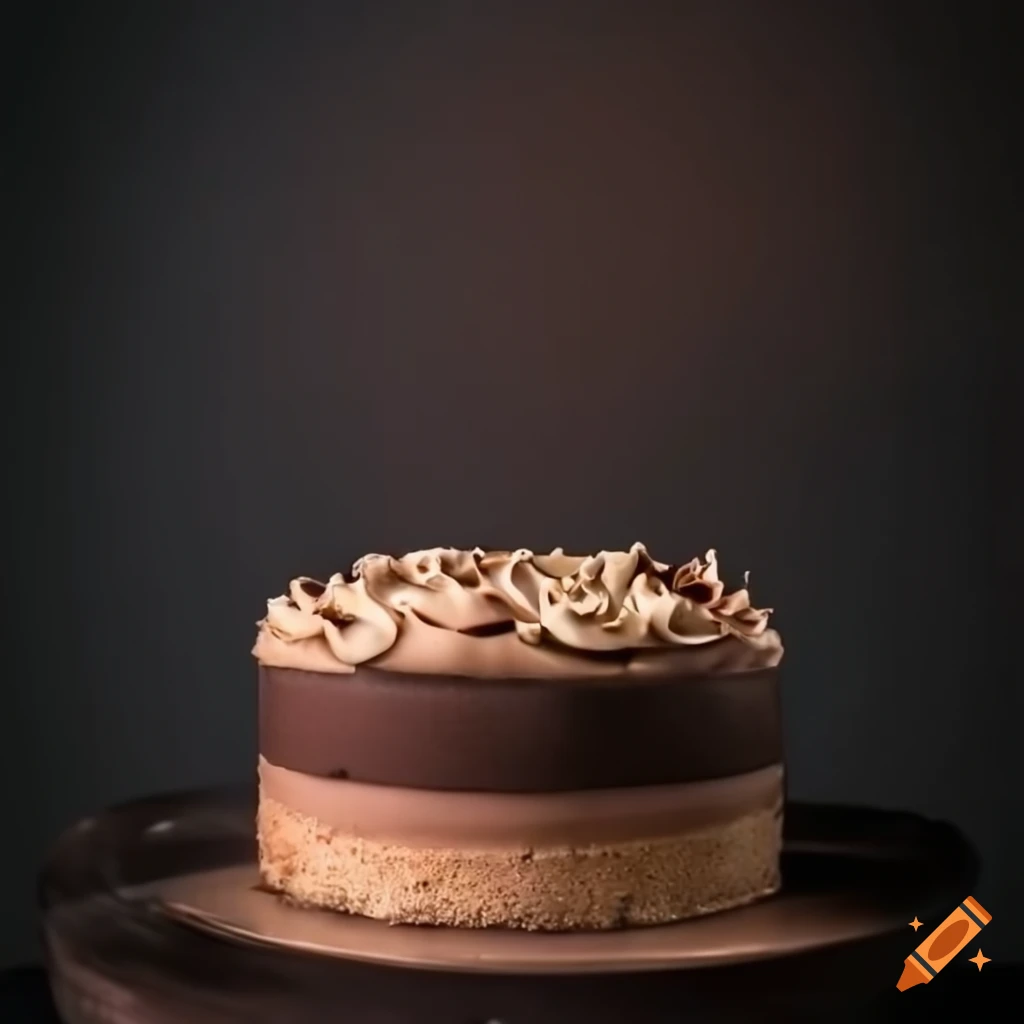 Mocha cake on a black background on Craiyon