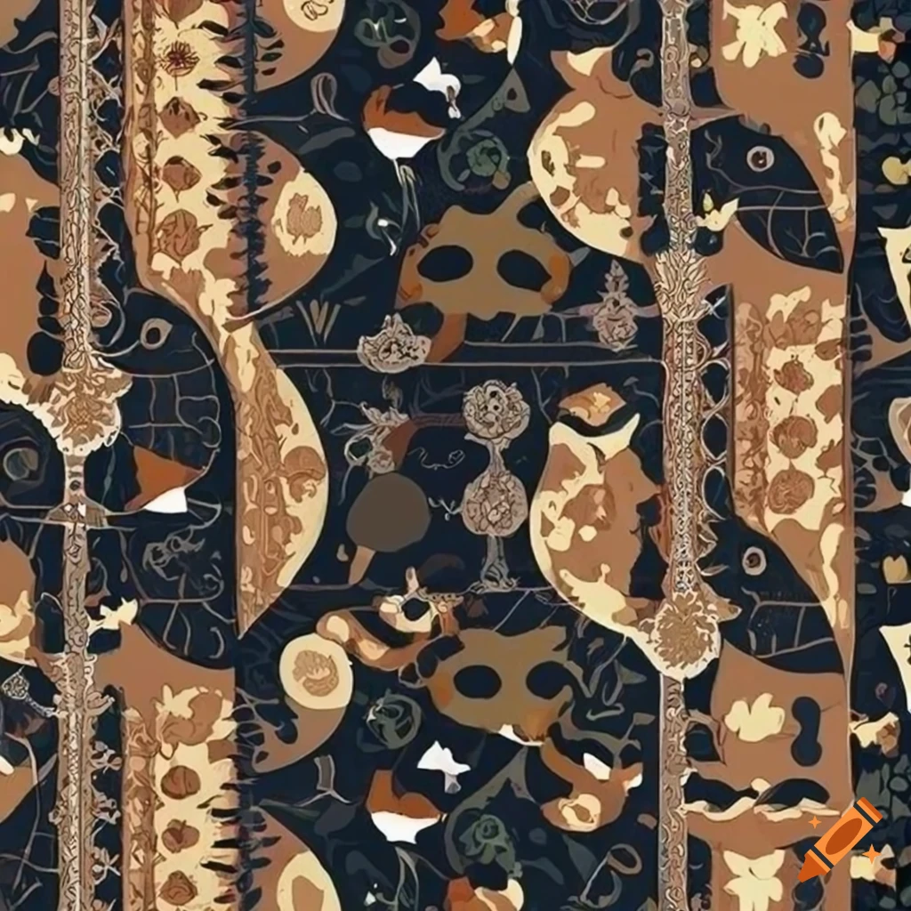 Retro-style wallpaper with tortoiseshell cat patterns on Craiyon