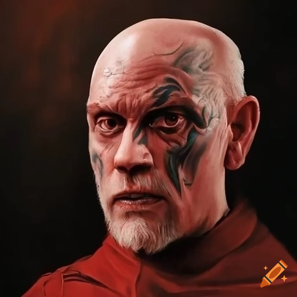 Intricate portrait of a red wizard with face tattoos in a fantasy world ...
