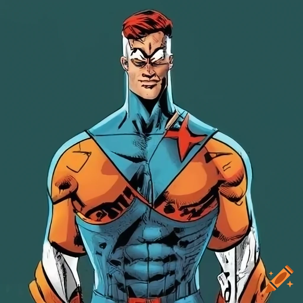 Strong and positive male hero in retro Marvel comic style on Craiyon