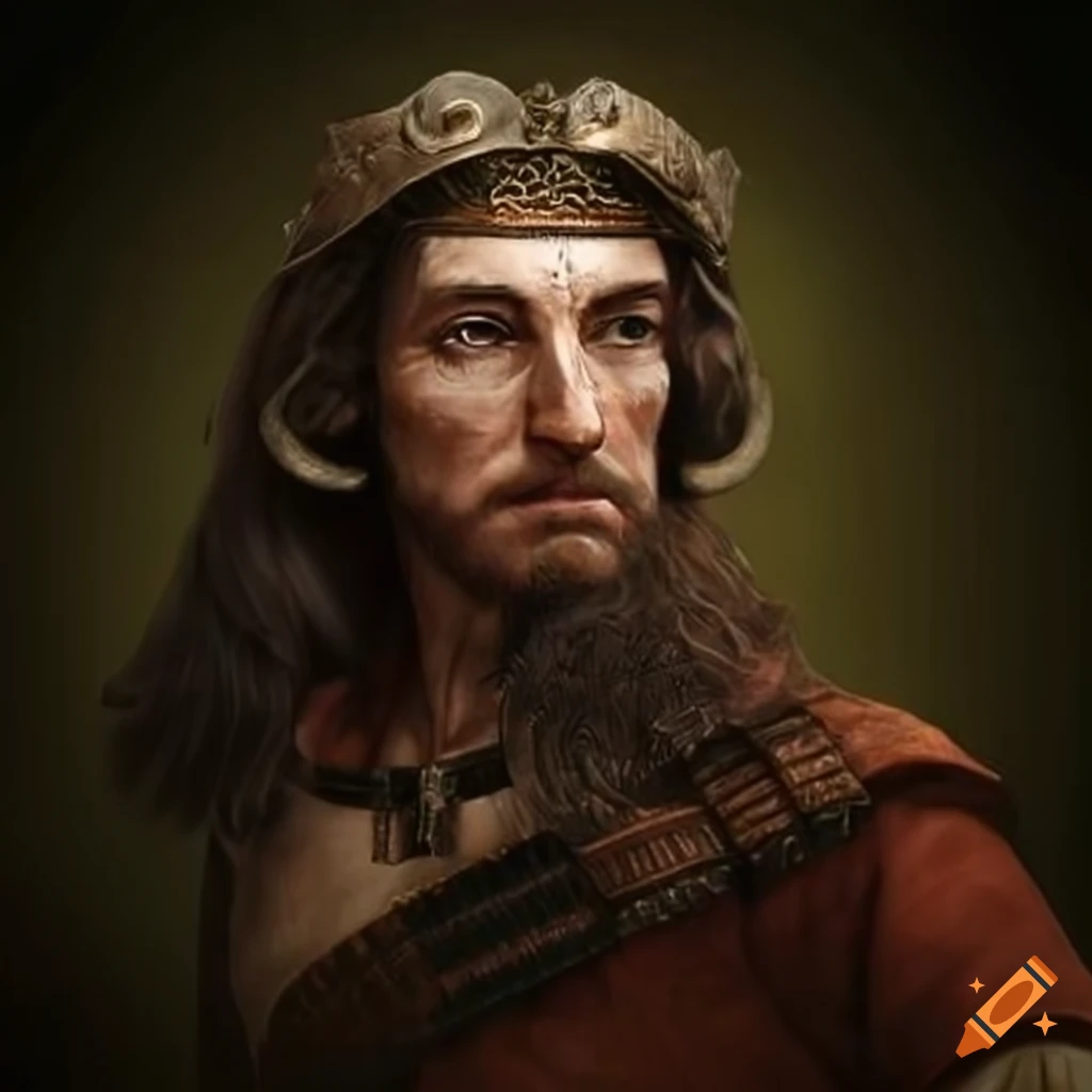 Historic figure in celtic garb with noble posture on Craiyon