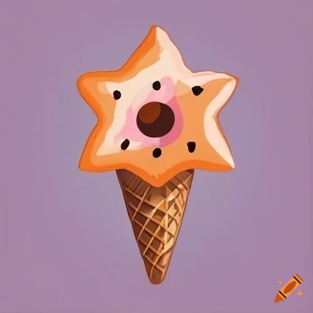 Delicious star-shaped ice cream cone on Craiyon