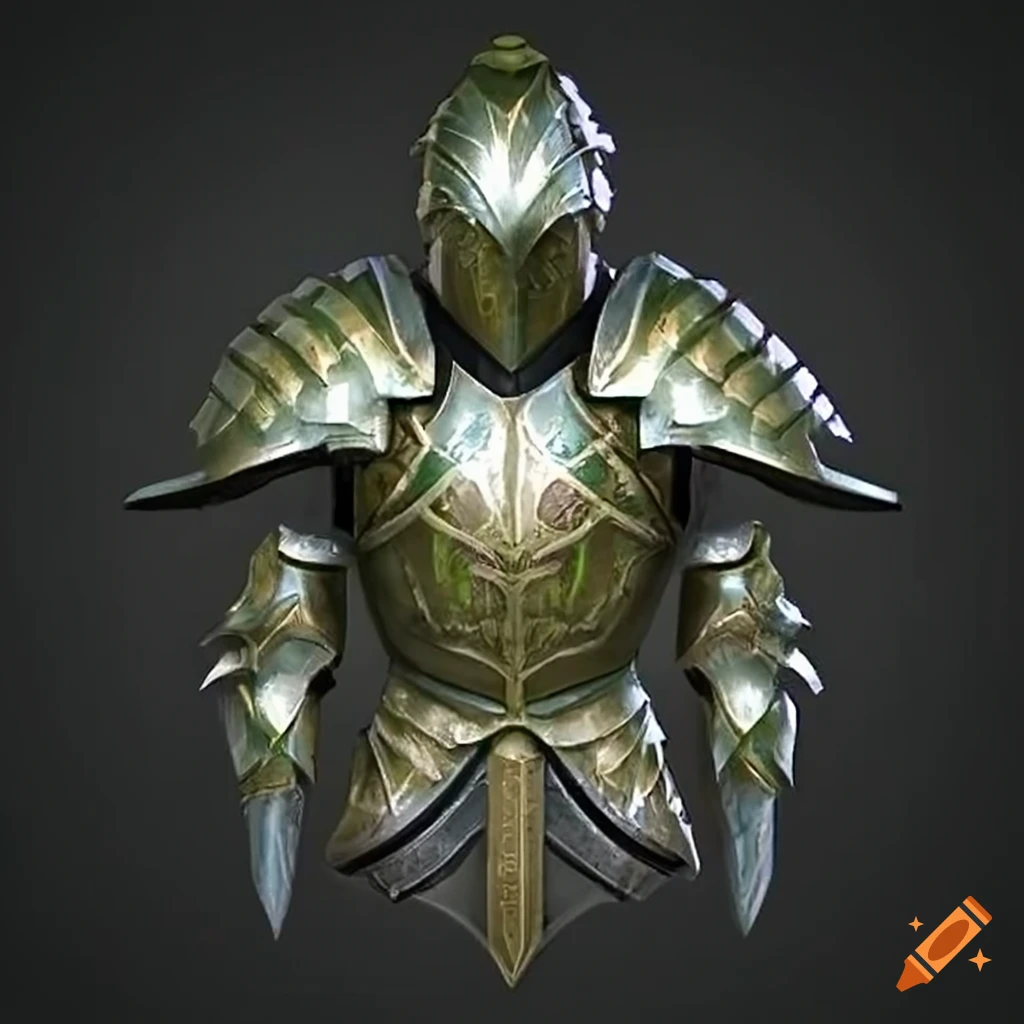 Front view of magic armor on Craiyon