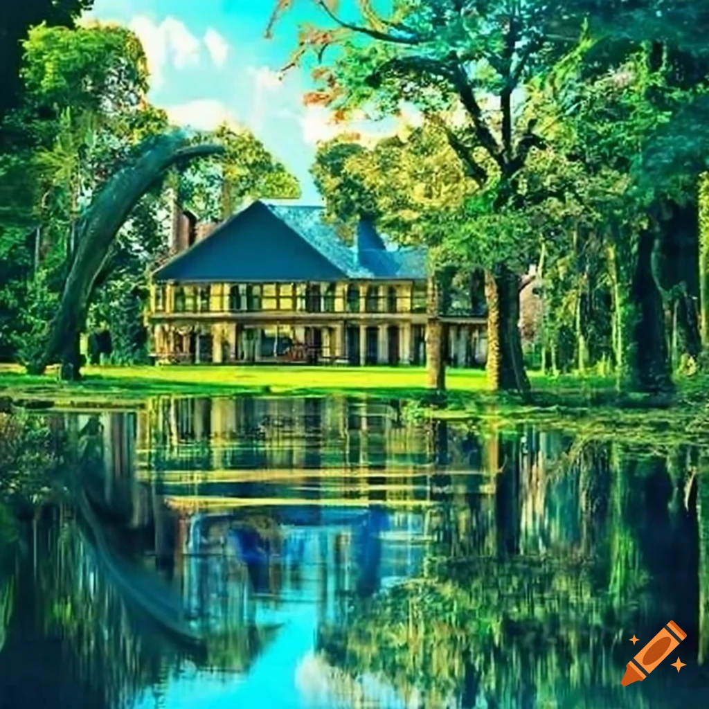 Plantation next to a river on Craiyon