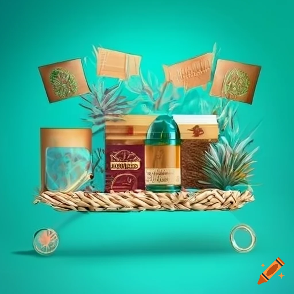 Unique tropical-themed logo for luxury hamper business on Craiyon