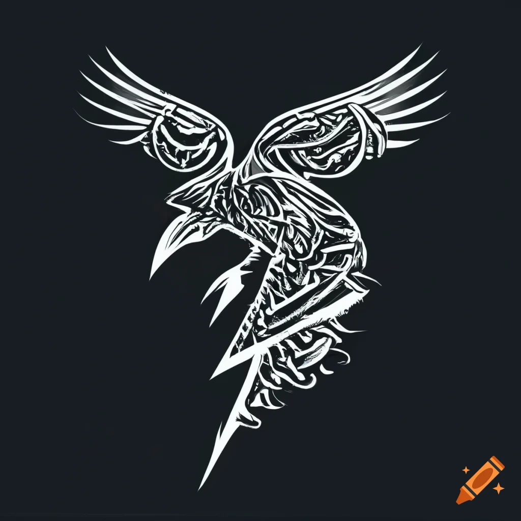Raven and lightning bolt logo in Norse style on Craiyon