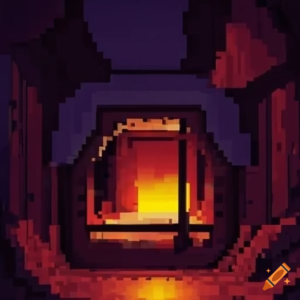 Pixel art of a mine shaft on Craiyon