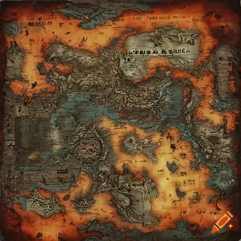 Intricate warhammer 40k map of industrialized continent with region ...