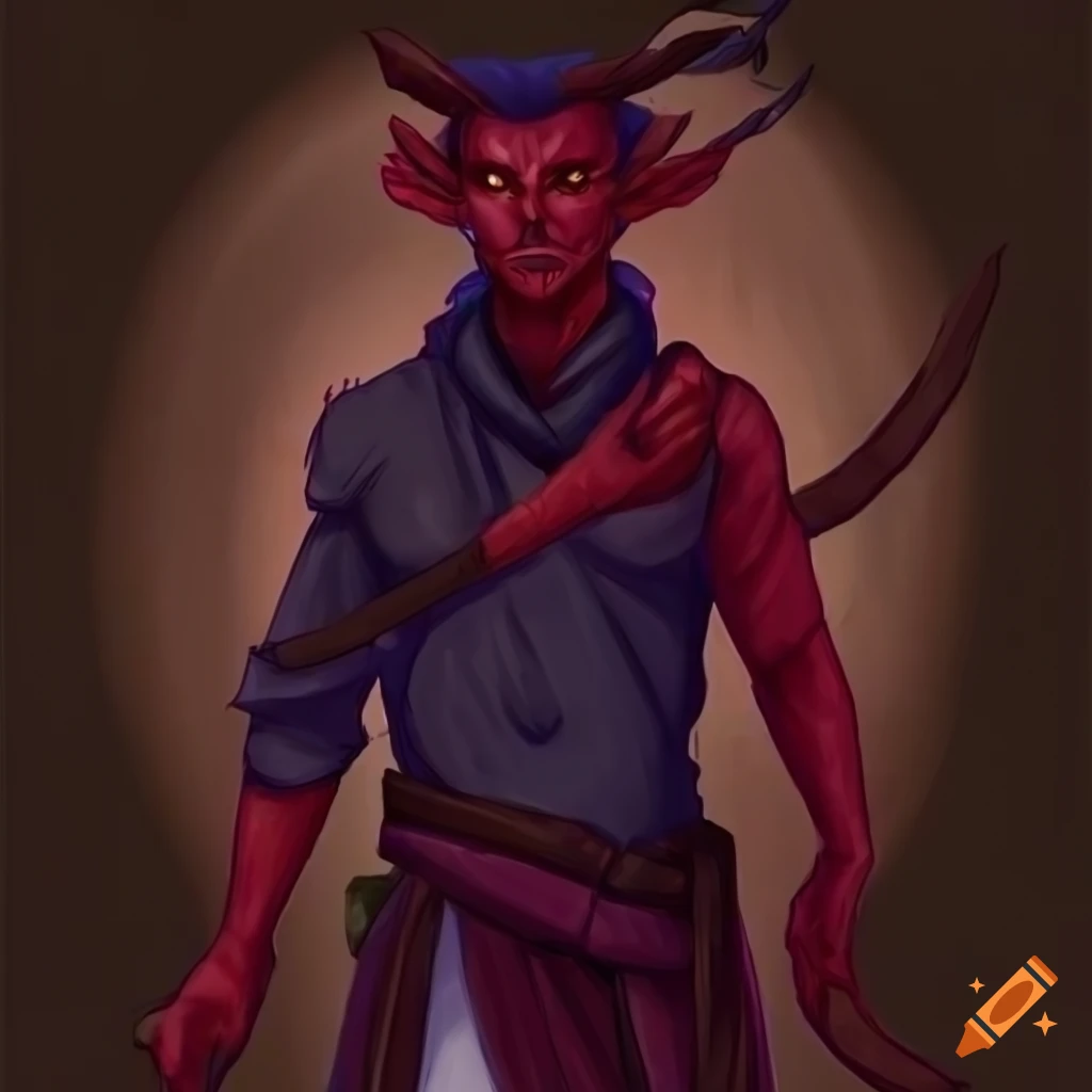 Male tiefling and verdan crossbreed rogue character on Craiyon