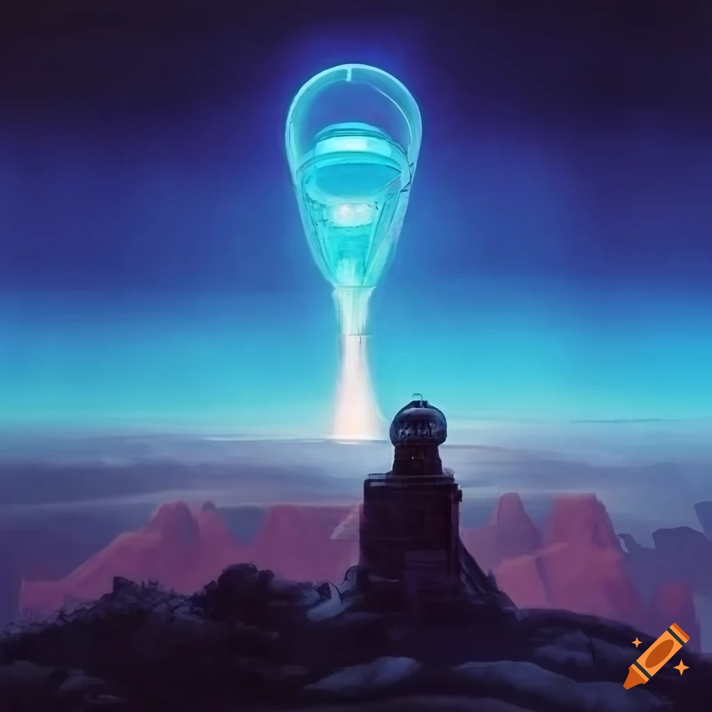 90s science fiction technological landscape cover art on Craiyon