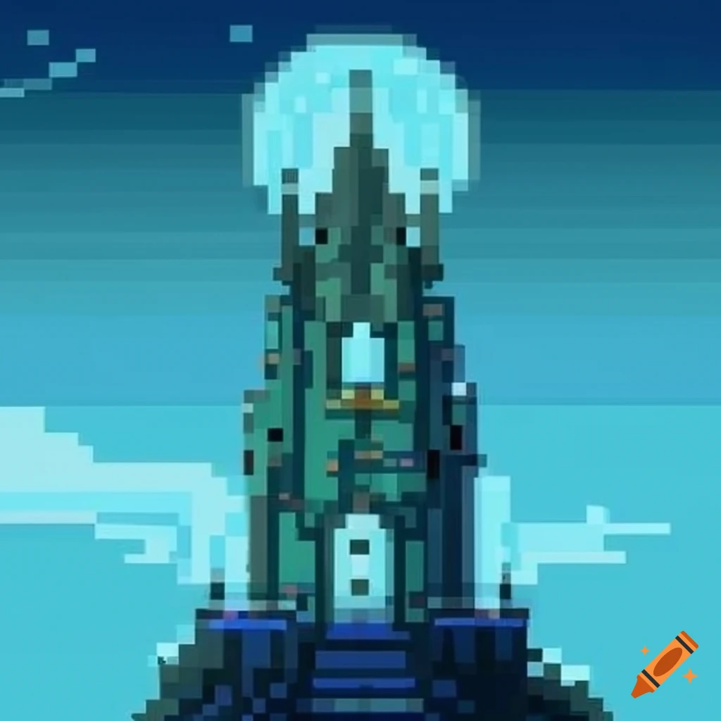 Mystical tower pixel art on Craiyon