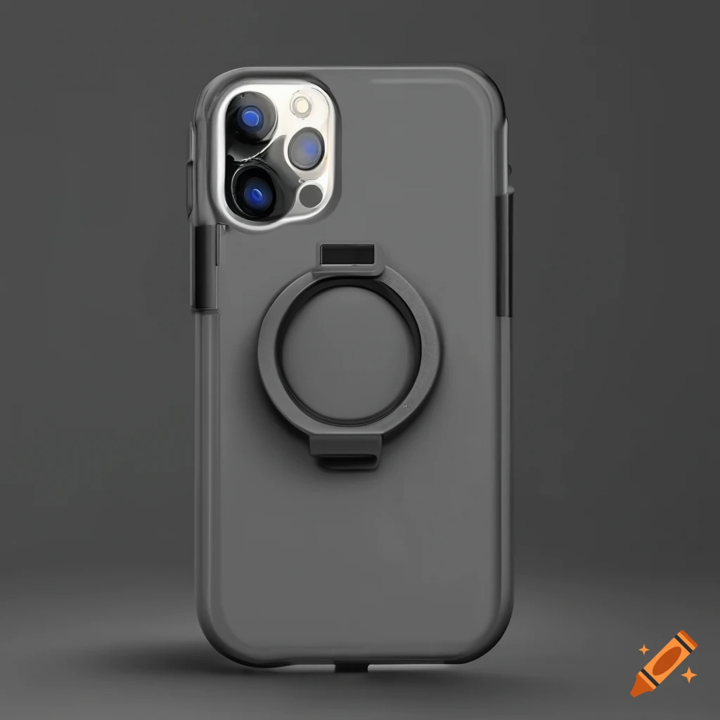 Matte black phone case with enhanced grip and built-in stand ring on ...