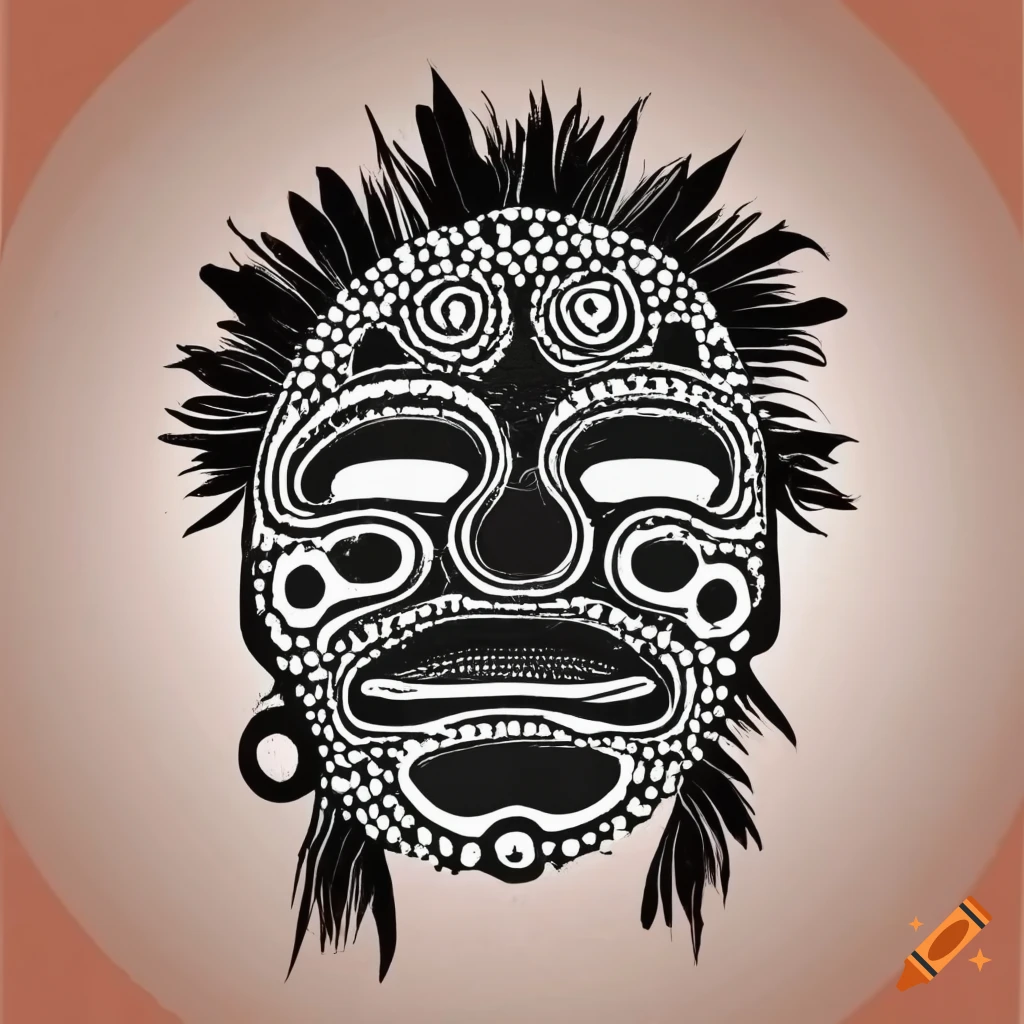 Australian aboriginal mask silhouette on Craiyon
