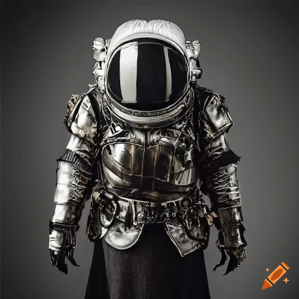 Insect astronaut in unique futuristic Victorian-era armor on Craiyon