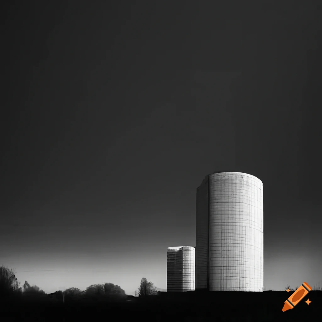 Black and white modernist building with a depressive vibe on Craiyon