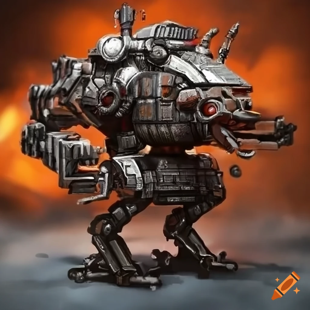Rat-operated steampunk mech design on Craiyon